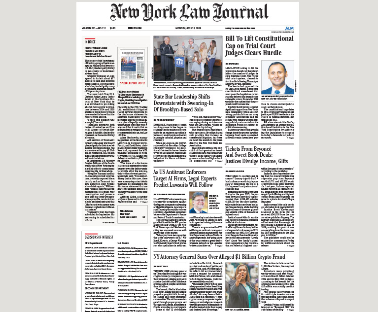 Monday Newspaper | New York Law Journal