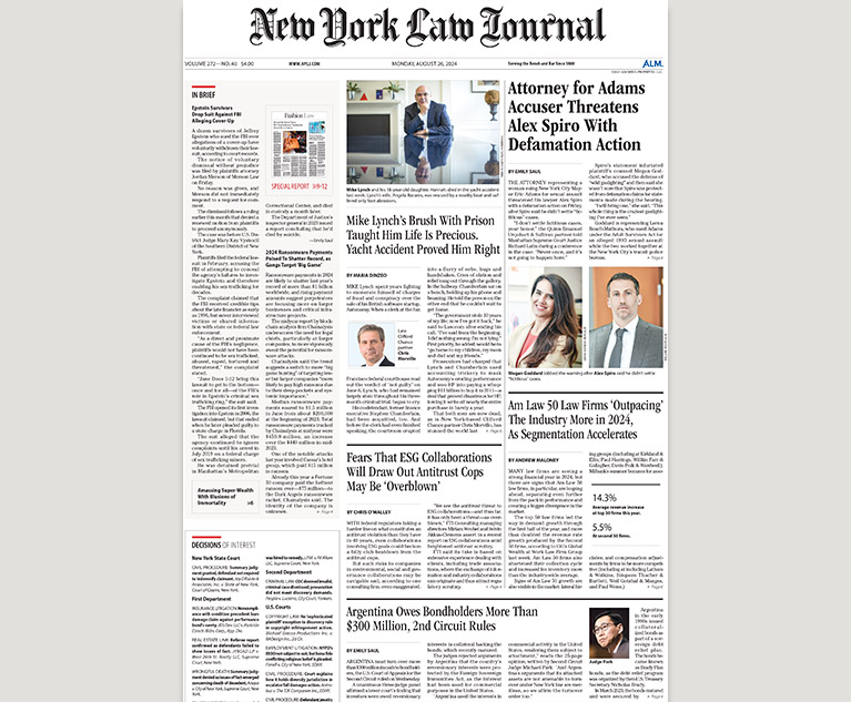 Monday Newspaper | New York Law Journal