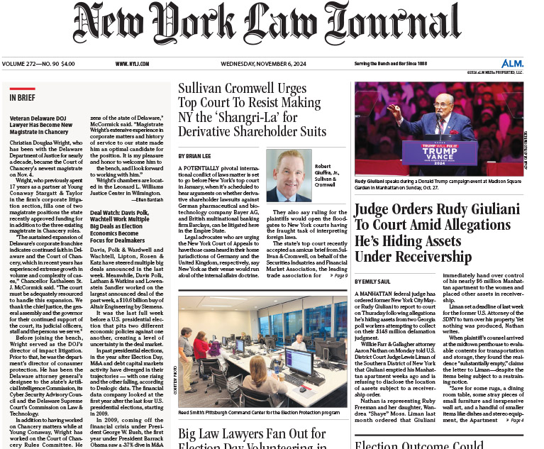 Wednesday Newspaper | New York Law Journal